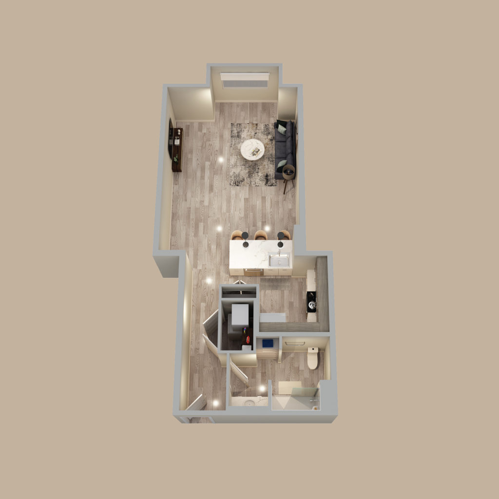 Stone Village Apartments – Reno NV – Studio (The On yx) – 3D Floor Plan ...